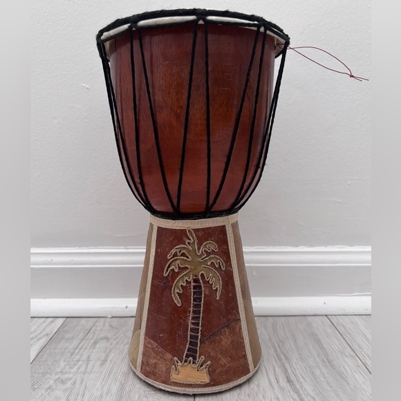 Other | Handmade Djembe Wooden Big Drum Island Palm Detailed Bongo 11x6 ...